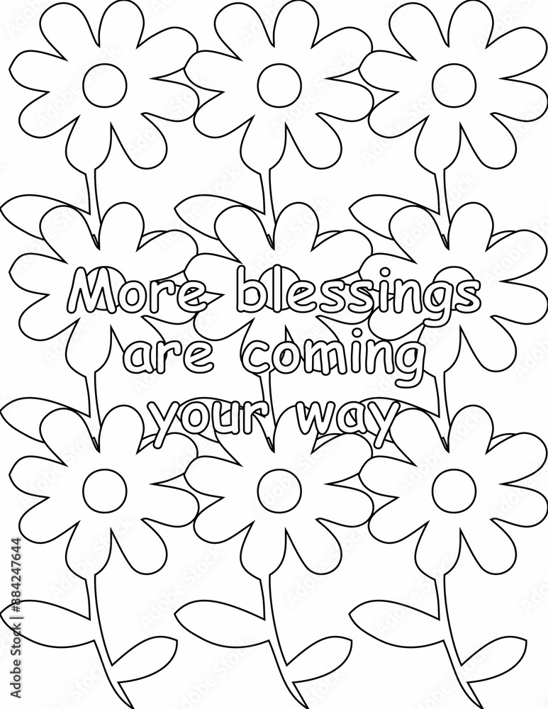 Printable floral coloring page for kids and adults with motivational ...