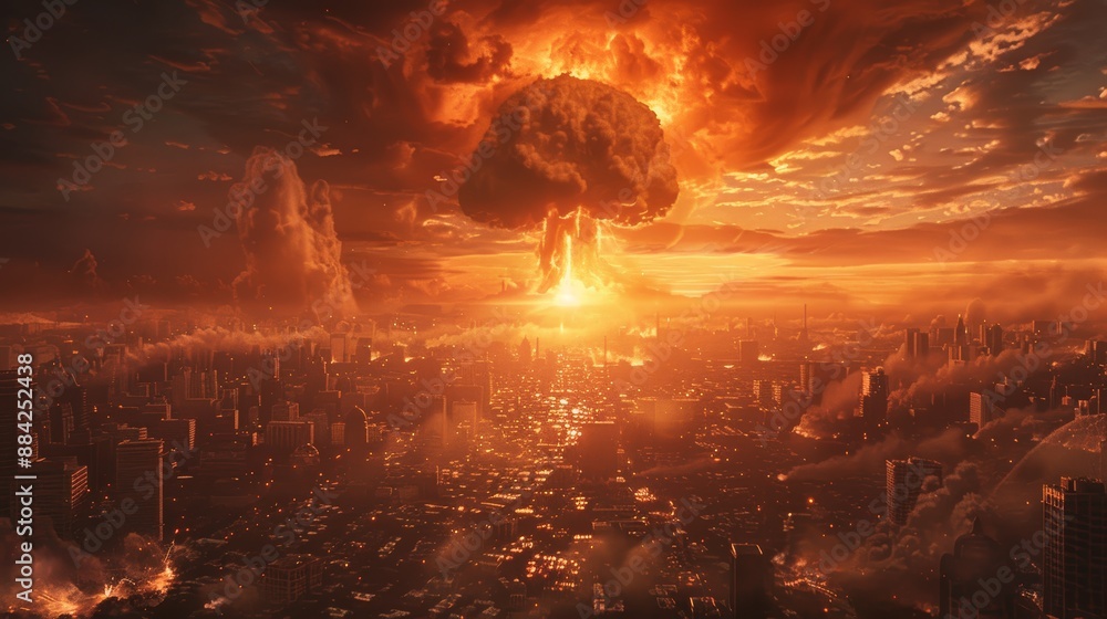 Dramatic image capturing the devastating impact of a nuclear explosion ...