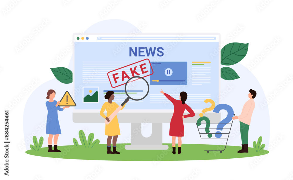 Vetor de Fake news, false information and lies spreading in website, TV ...