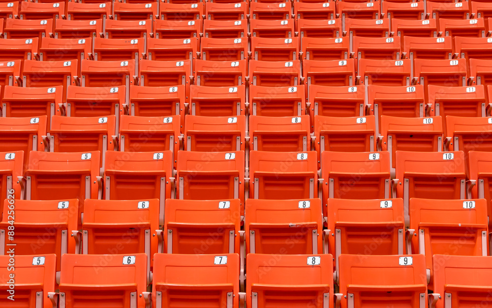Stadium seat rows, sports background in arena for football or soccer ...