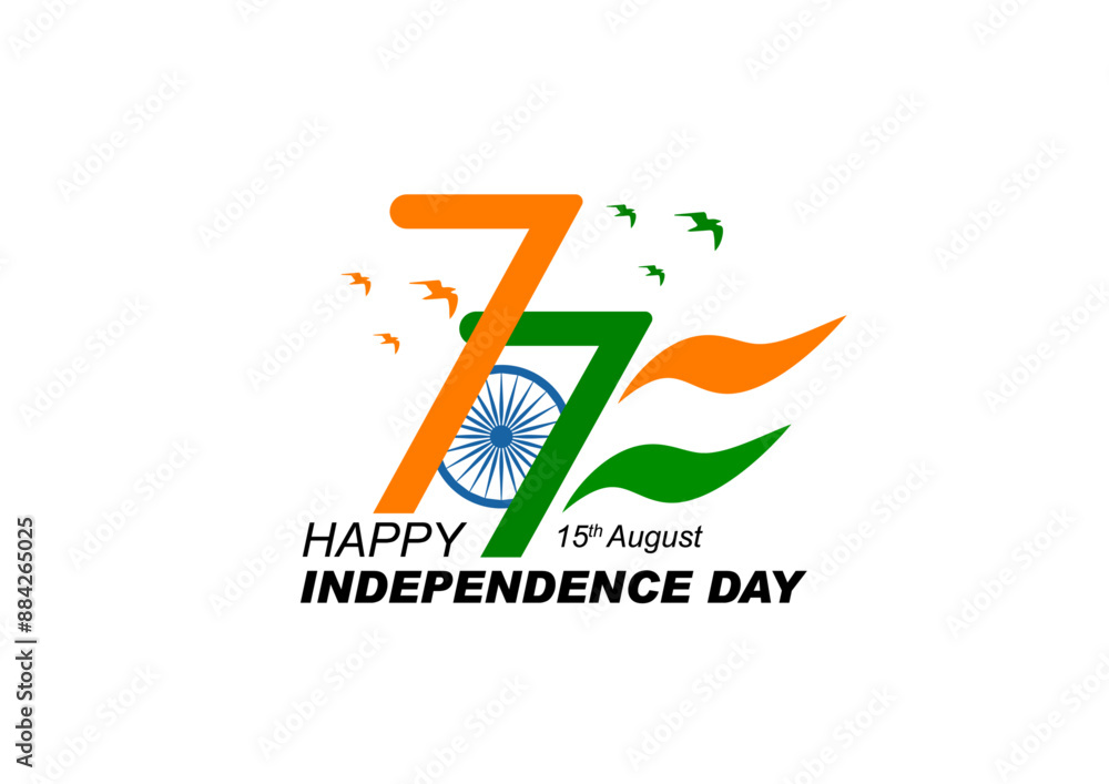77th Year Anniversary. Vector Logo. 77th India Independence Day freedom ...