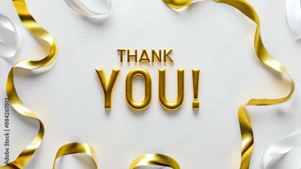 Thank you animated poster with golden text on white background ...