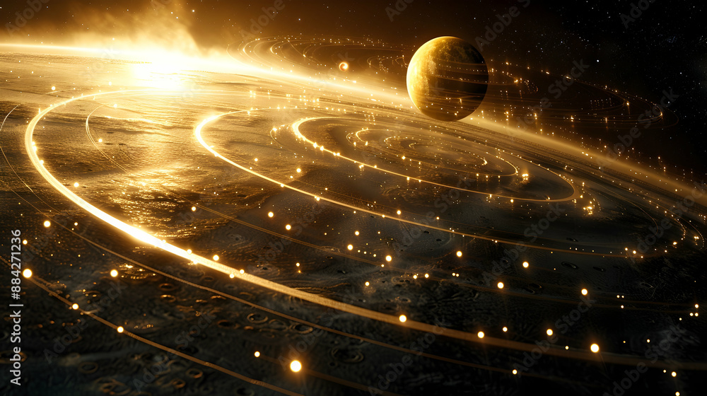 An infographic showing the orbit of a solar planet within a binary star ...