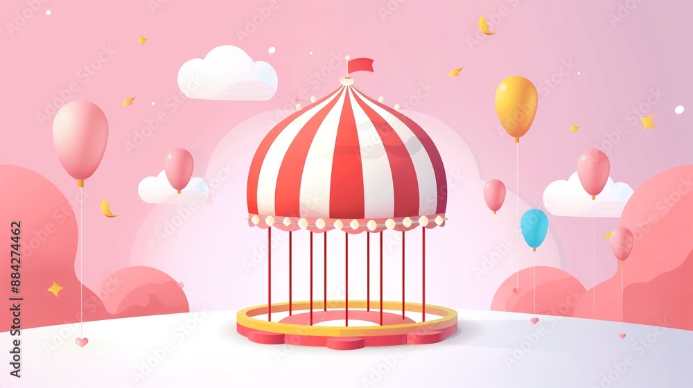 Ornamental labels on carnival rides, detailed with vintage patterns and ...