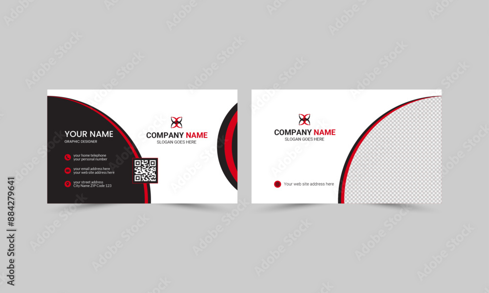 Set Of Professional Visiting Card With Red Color And Dark Color Double ...