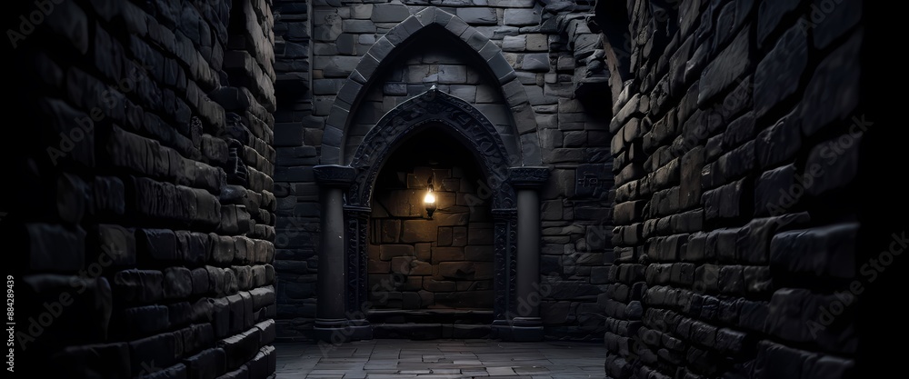 Gothic castle dungeon, dark and creepy background, hyper detail ...