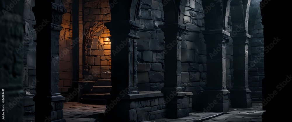 Gothic castle dungeon, dark and creepy background, hyper detail ...