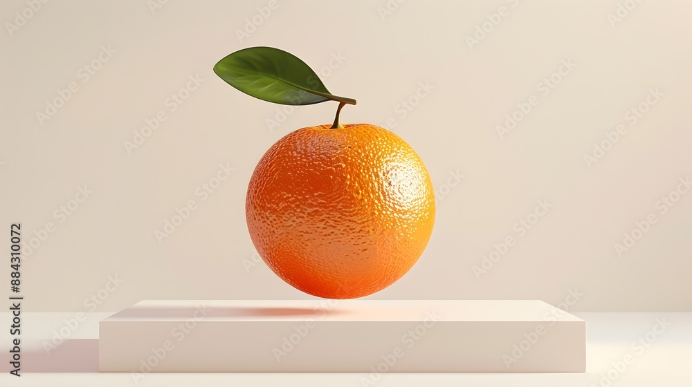Singular Floating Orange Specimen on Plain White Canvas with Soft ...