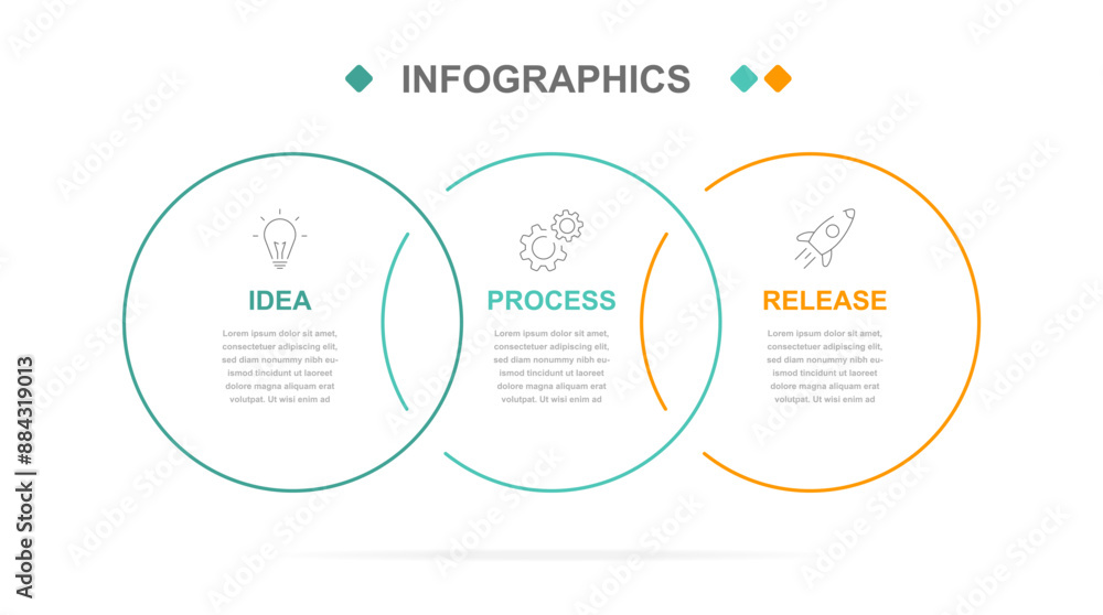 Business infographics. Infographics with 3 steps or options. A thin ...