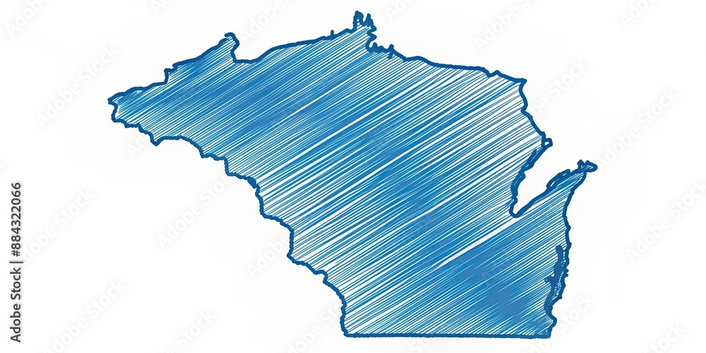 Wisconsin state map doodle drawing, Wisconsin, map, state, outline ...