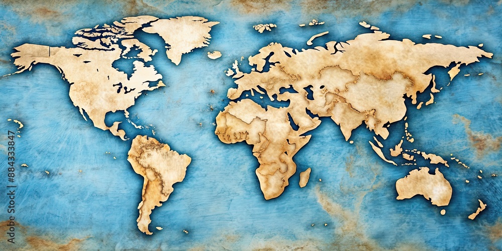 Authentic Italian marble styled world map with realistic textures ...