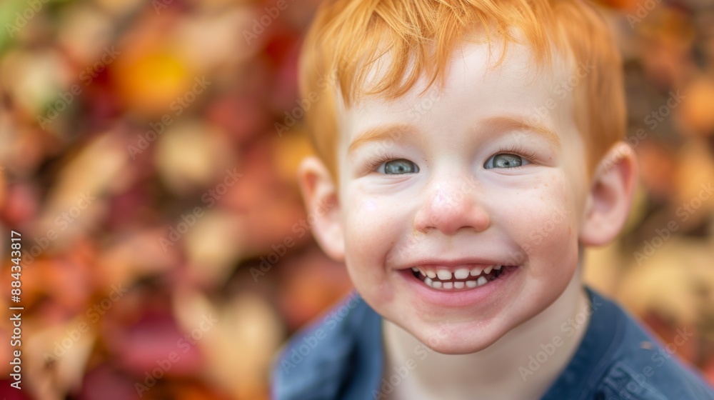 Portrait, a white boy toddler with tan skin, green eyes and strawberry ...