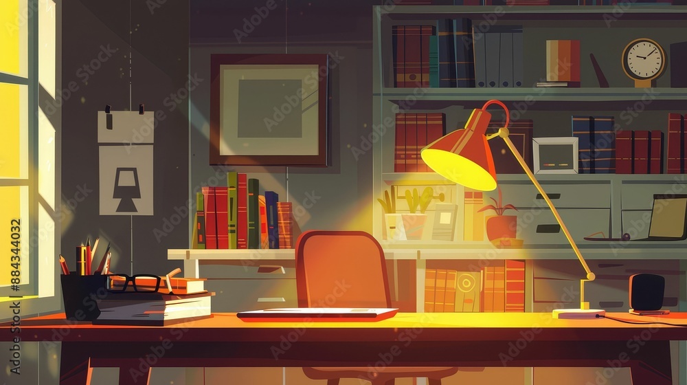 Desk Lamp flat design, front view, study theme, animation ...