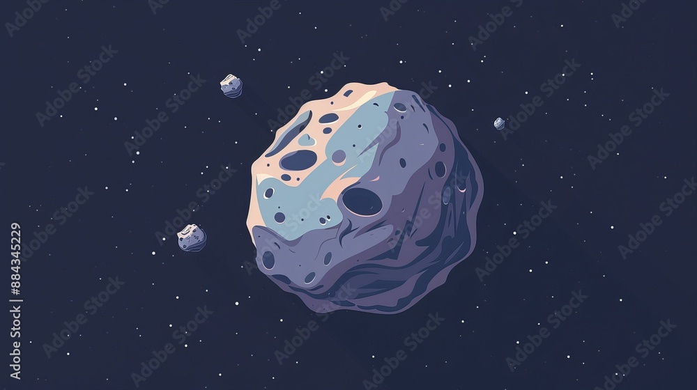 Asteroid flat design, top view, Kuiper belt theme, animation, Tetradic ...