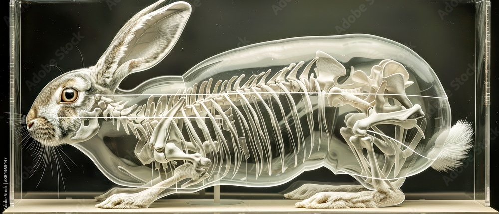 Anatomy of a Rabbit: Detailed Side View Revealing Skeletal and Muscular ...