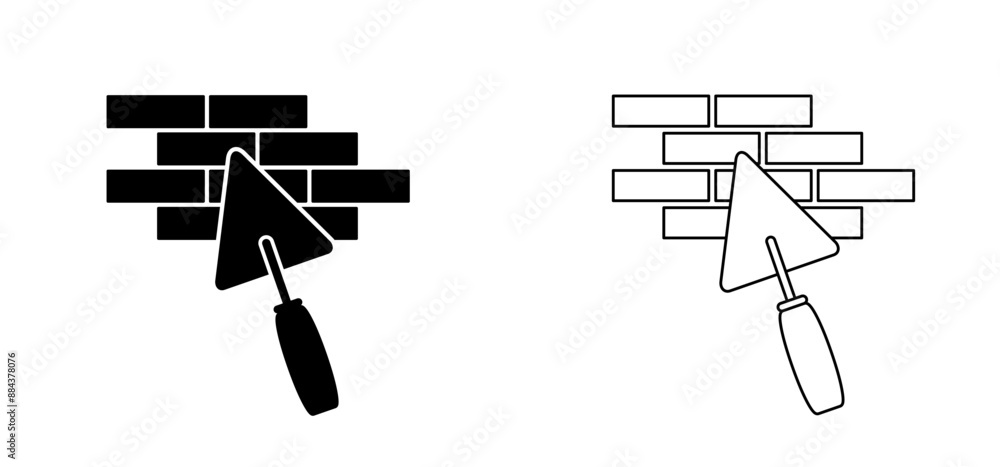 Cartoon masonry trowel, hand trowel for brickwork. Brick laying, brick ...