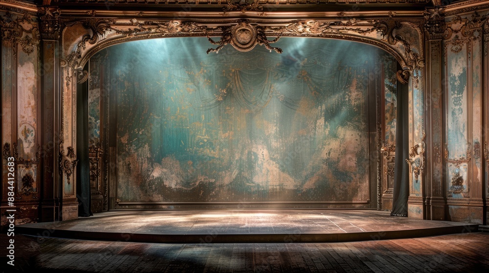 stage with spotlight, Stage with curtains and spotlight background. A ...