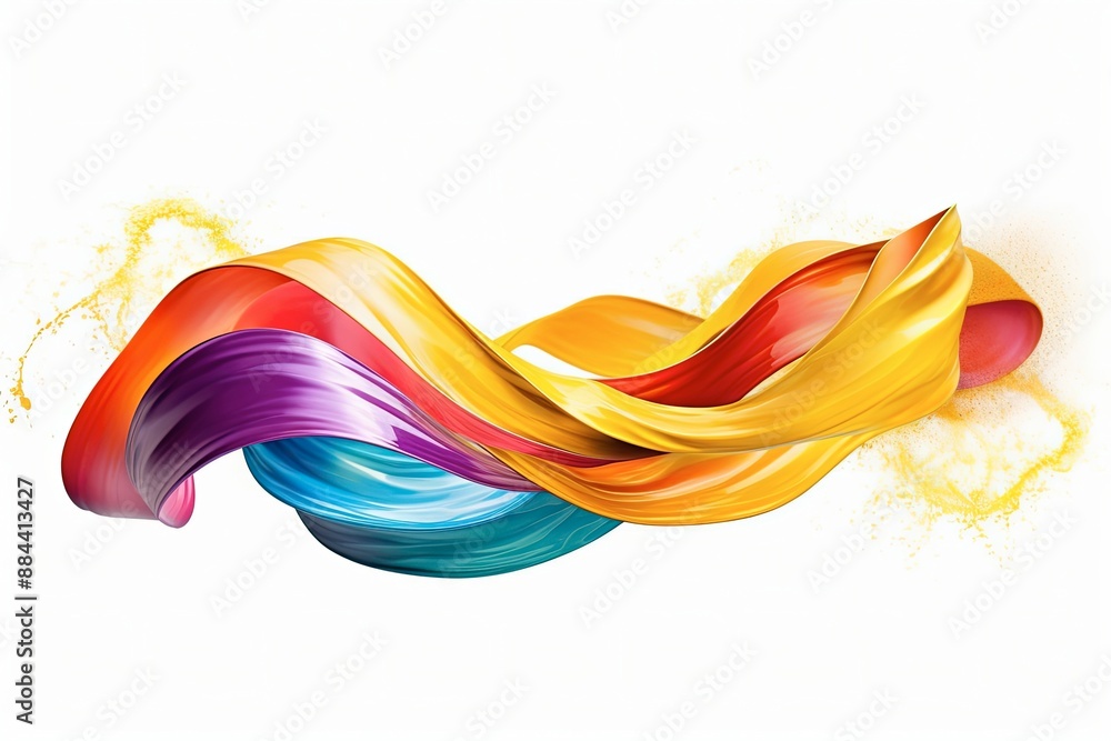 Color brush paint ribbon stroke swirl abstract splash background wave ...