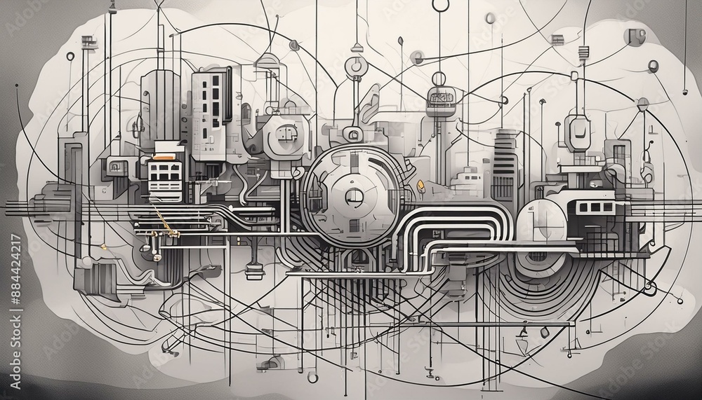 This image depicts a minimalist and abstract representation of ...