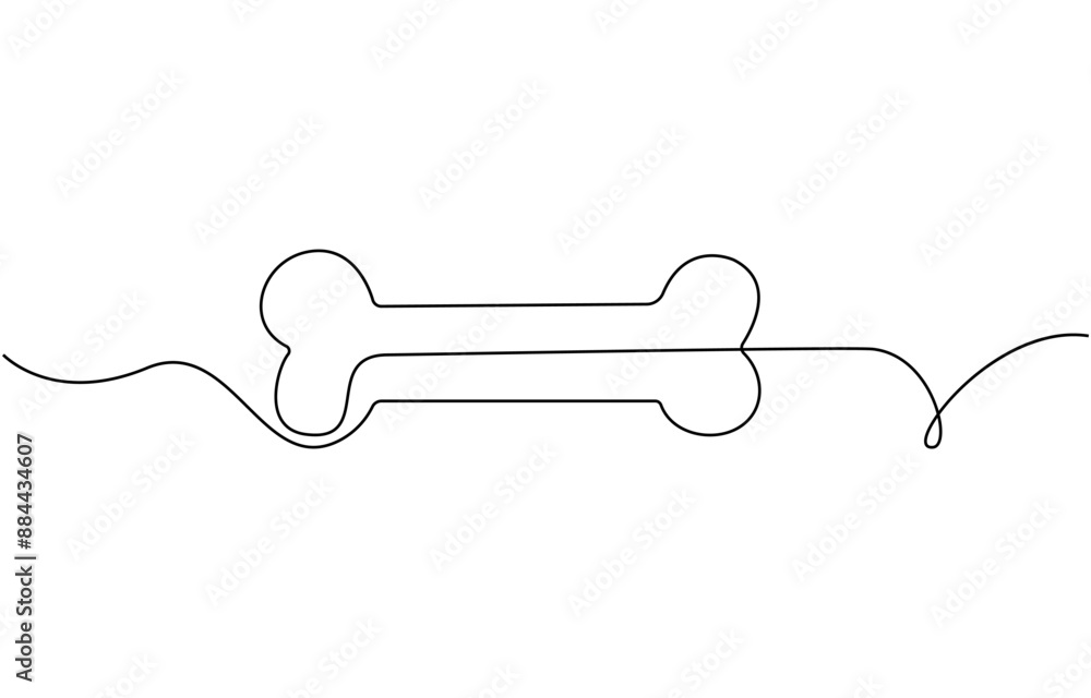 Continuous line drawing of human bone. Line art of dog bone. One line ...