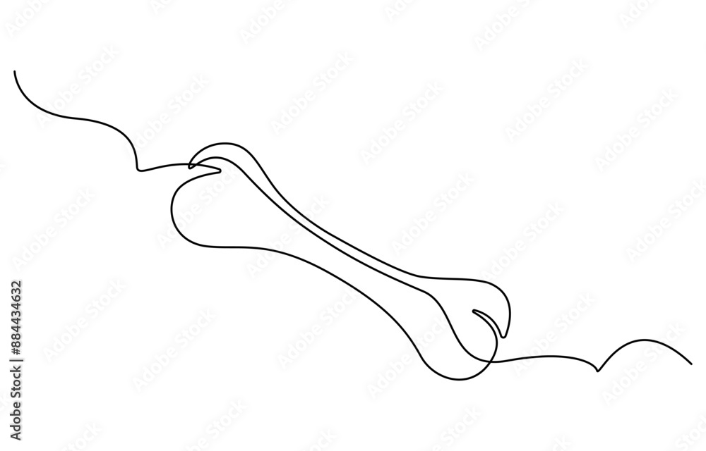 Continuous line drawing of human bone. Line art of dog bone. One line ...