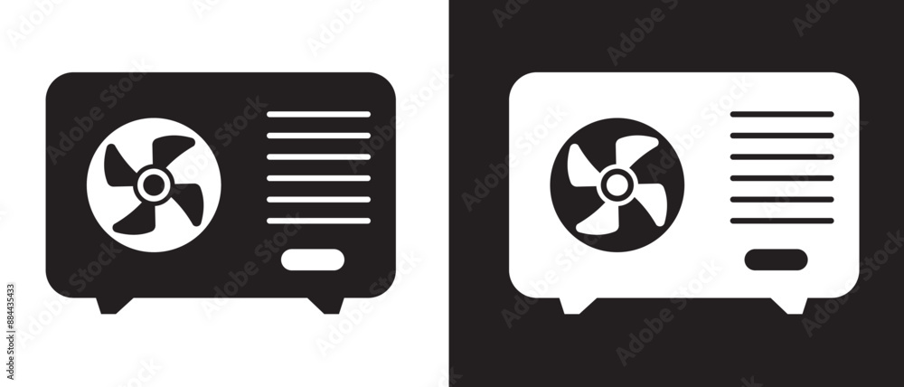 AC vector icon, Heat pump icon, AC outdoor unit symbol, silhouette ...
