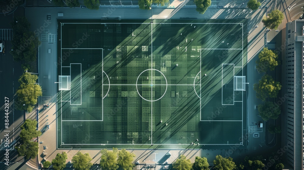 Aerial View of Soccer Training Ground, Detailed Layout of Fields and ...