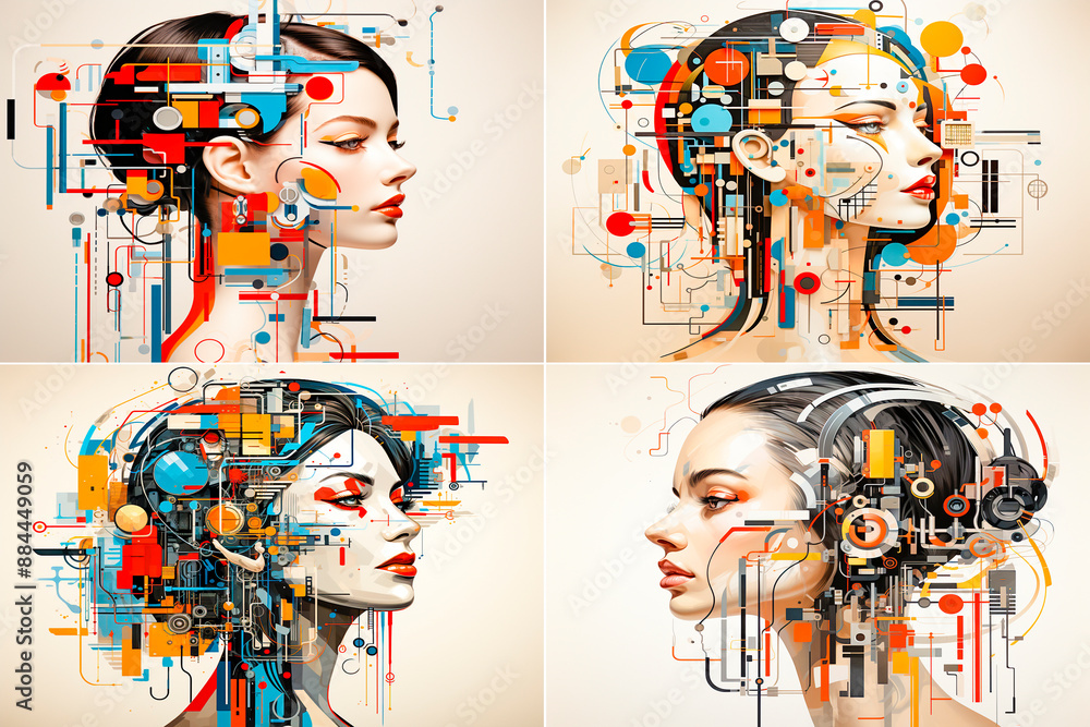 collage of 4 photos. Creative and unique design elements in ...