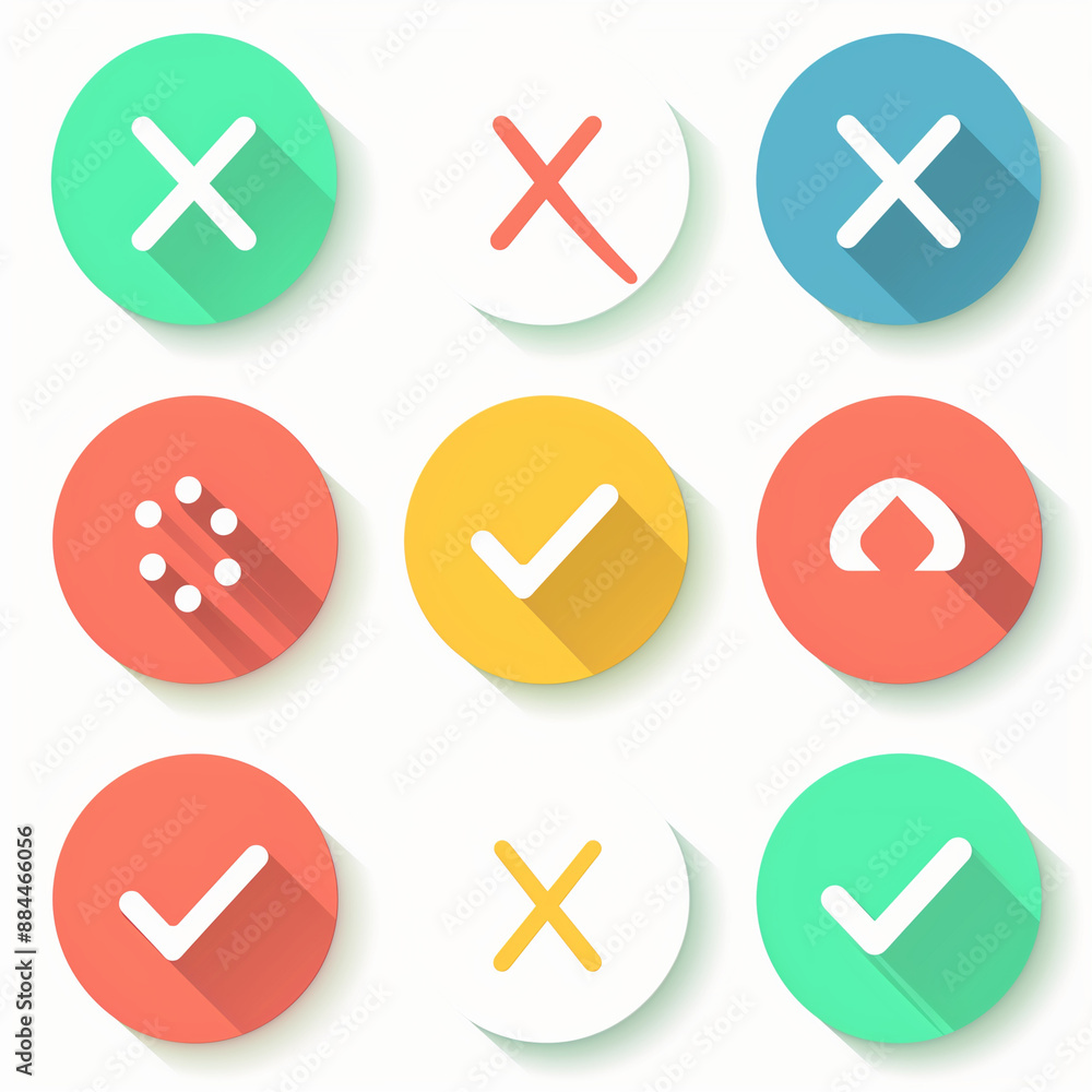 A set of nine different colored check marks, each with a different ...