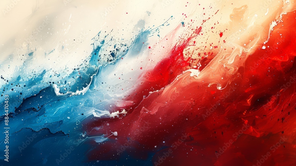 Splatter effect and vivid hues: burst of red, white, and blue colors ...