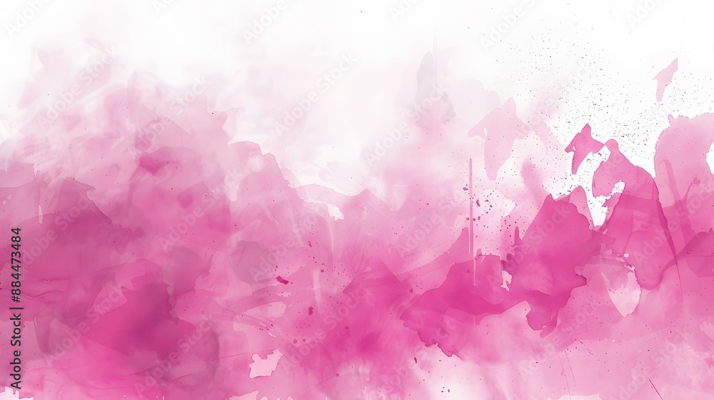 Abstract pink ink watercolor brush stroke on white paper texture ...