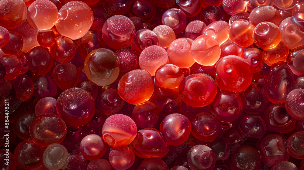 Mesmerizing assortment of red glass spheres with varying shades and ...