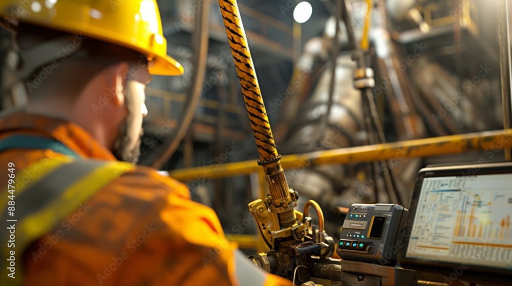 Engineers use advanced tools to analyze geological formations in a well ...