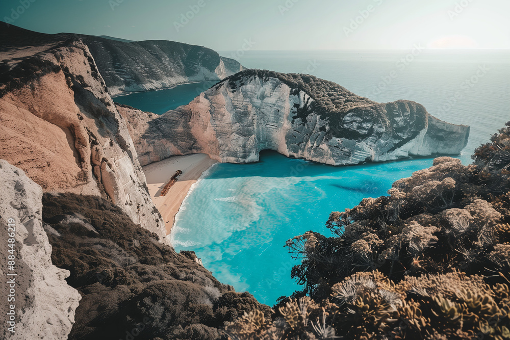 Zakynthos Navagio, shipwreck beach, crystal-clear turquoise waters ...