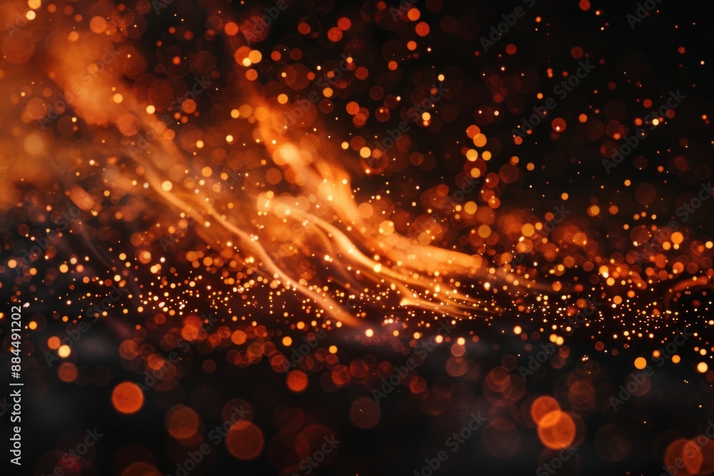 Fire embers particles over black background. Fire sparks background ...