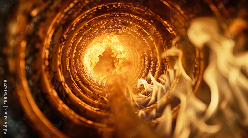 Illustration depicting smoke and fire inside an air duct within a ...