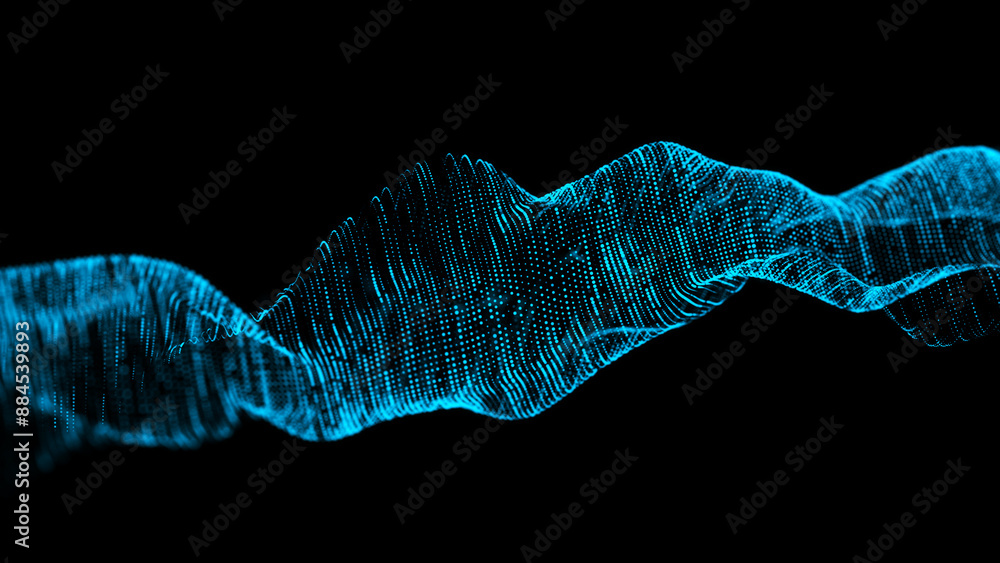 Blue digital halftone wave background. The futuristic abstract ...