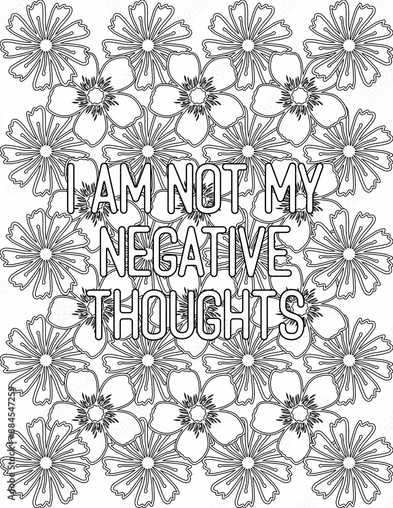 Printable floral coloring page for kids and adults with motivational ...