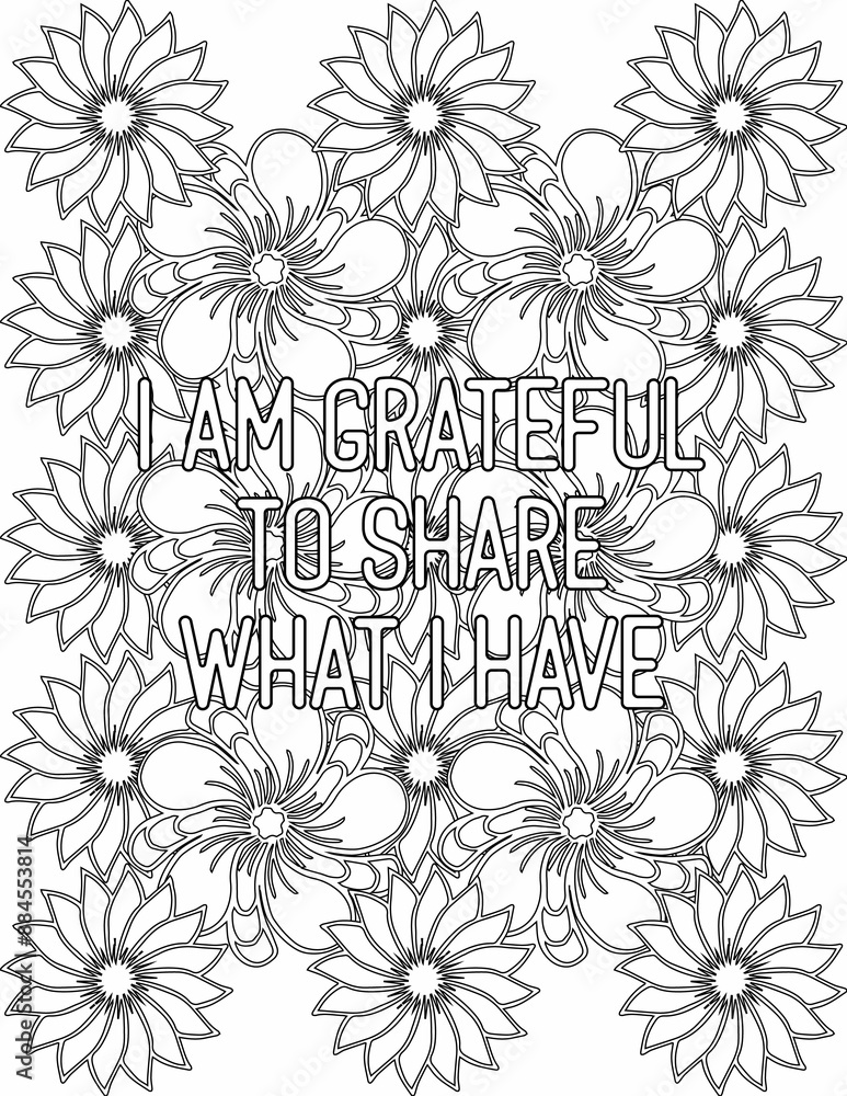 Printable floral coloring page for kids and adults with motivational ...