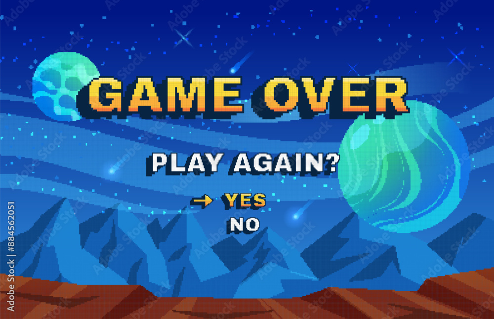 Game pixel space. 8 bit background. Play over. Video retro computer ...