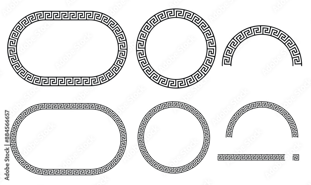 Vetor de Decorative Geometric Greek Square Spiral Curved Pattern Frame ...