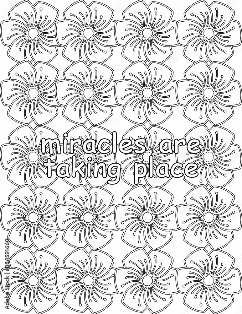 Printable floral coloring page for kids and adults with motivational ...