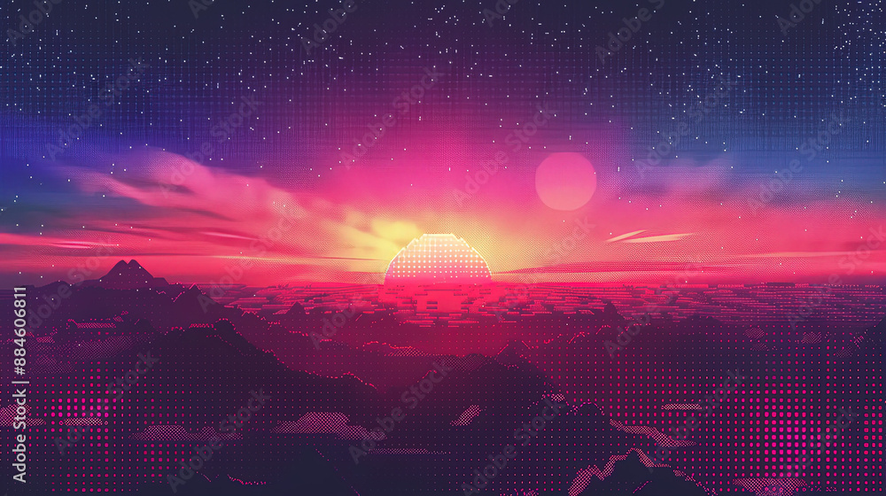 Dither bitmap texture. 8 bit electronic arcade game graphic, horizontal ...