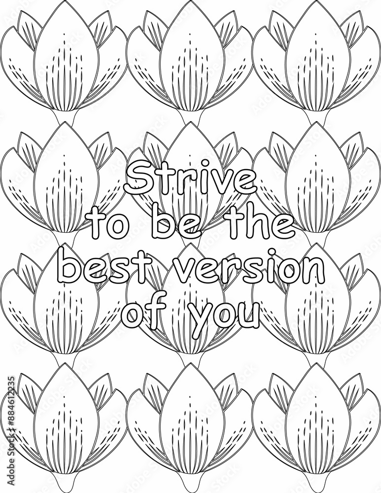 Printable floral coloring page for kids and adults with motivational ...