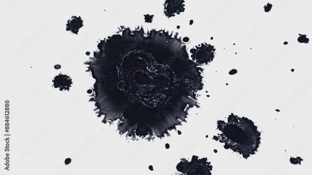 Black ink drops spread isolated on white background. Ink drop. Black ...
