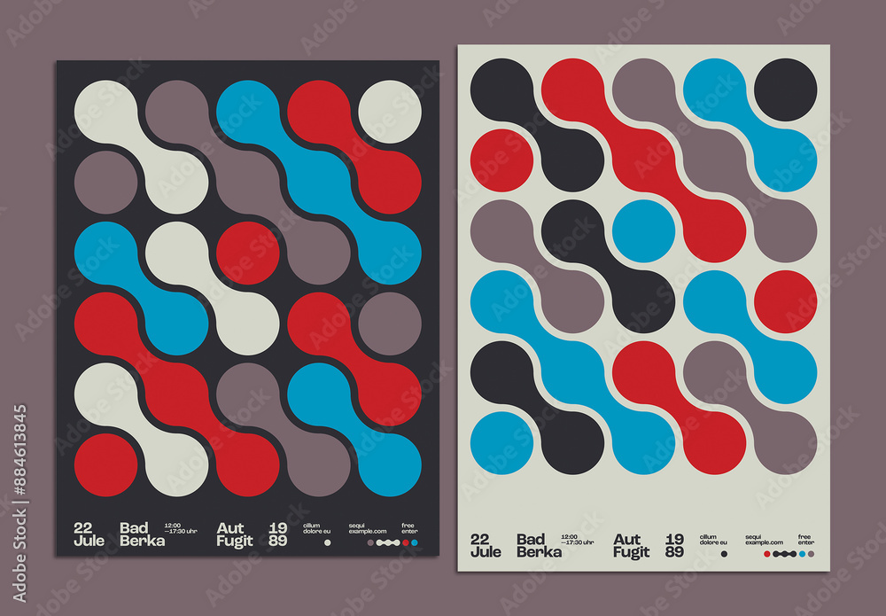Swiss Poster Layout Design with Metaballs Pattern Stock Template ...