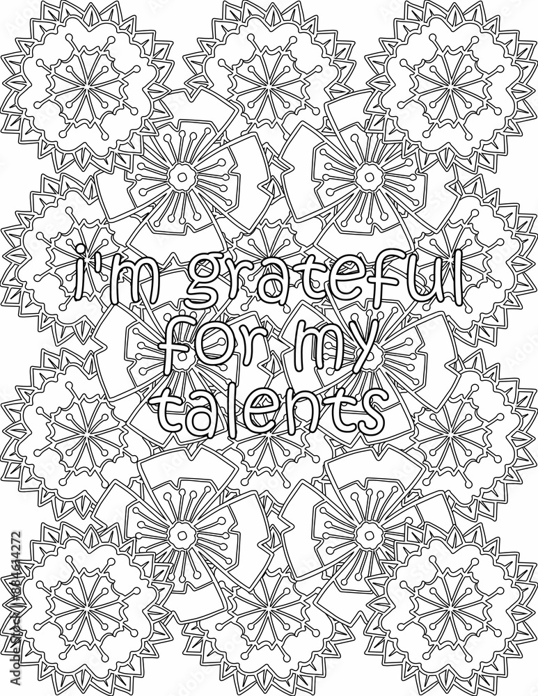 Printable floral coloring page for kids and adults with motivational ...