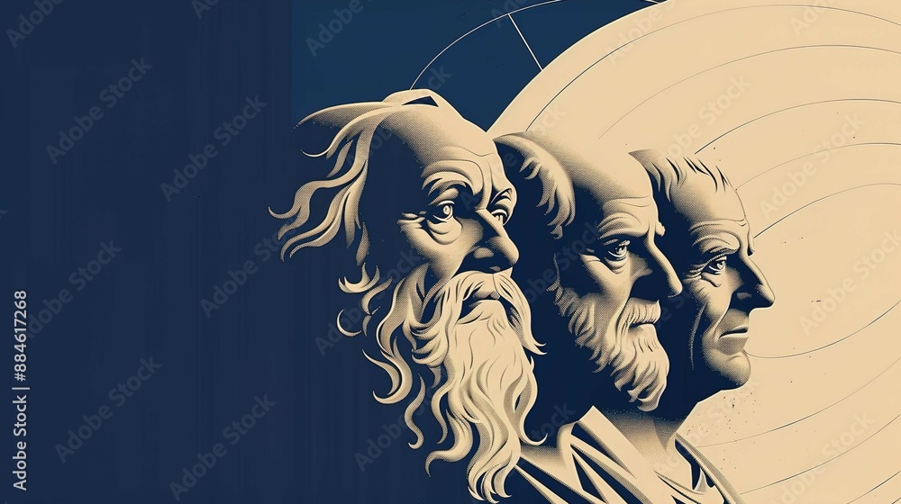 The image showcases a stylized vector illustration of three prominent ...