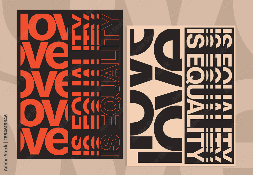 Bold Typography Poster Layout with Stacked Text Design Stock Template ...