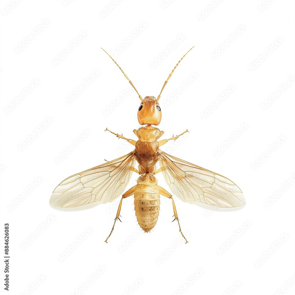 A termite queen with enlarged abdomen and small wings and short legs ...
